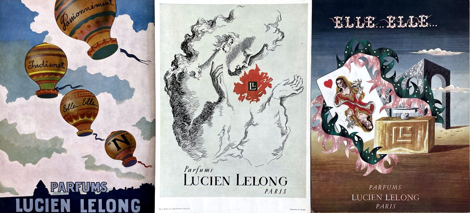 Lucien Lelong Parfum - 3 alte Werbungen / Publicités 1943/46 (Gebraucht ...