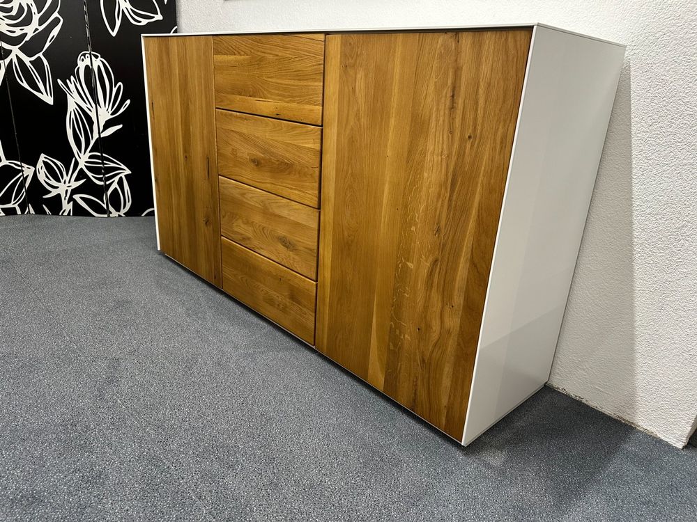 Sideboard OHIO Asteiche massiv Korpus weiss matt 162 x 90 cm (Neu ...