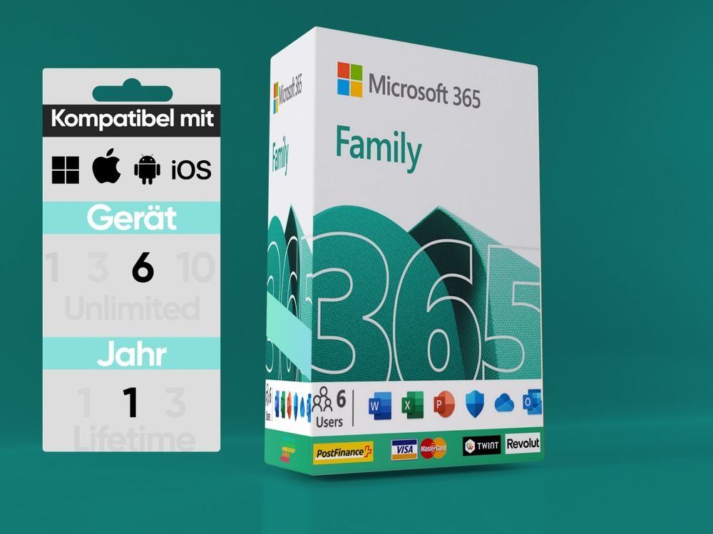 Microsoft 365 Family | 6 User | 1TB pro User | 1 Jahr l (Neu (gemäss ...