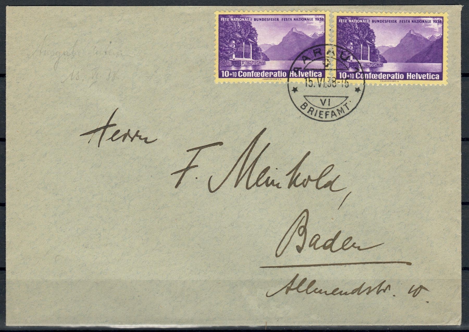 CH - Pro Patria - Zst. Nr. B1y - FDC Aarau AG (Gebraucht) in Rombach ...