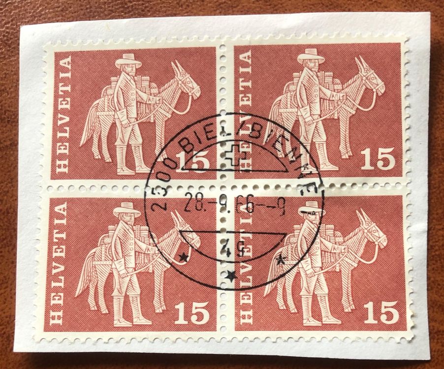 4 er Block Nr.357 mit Papier Stempel Bern (Gebraucht) in Aarau für CHF 0.5 – mit Lieferung auf ...