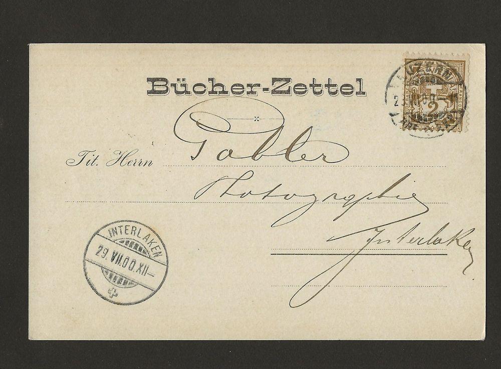 1900 PRELL & EBERLE LUZERN Bücher Zettel Vordruck Karte +++ (Gebraucht ...