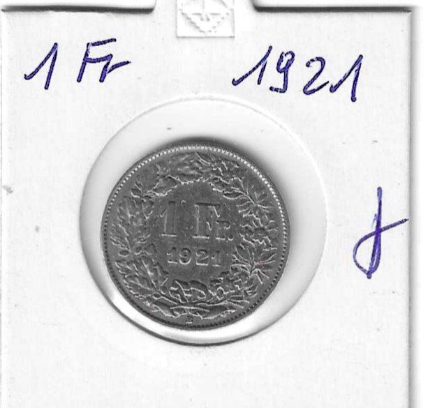 Monnaie Suisse : 1 Fr 1921 (Gebraucht) in Muraz (Collombey) für CHF 3 – mit Lieferung auf ...