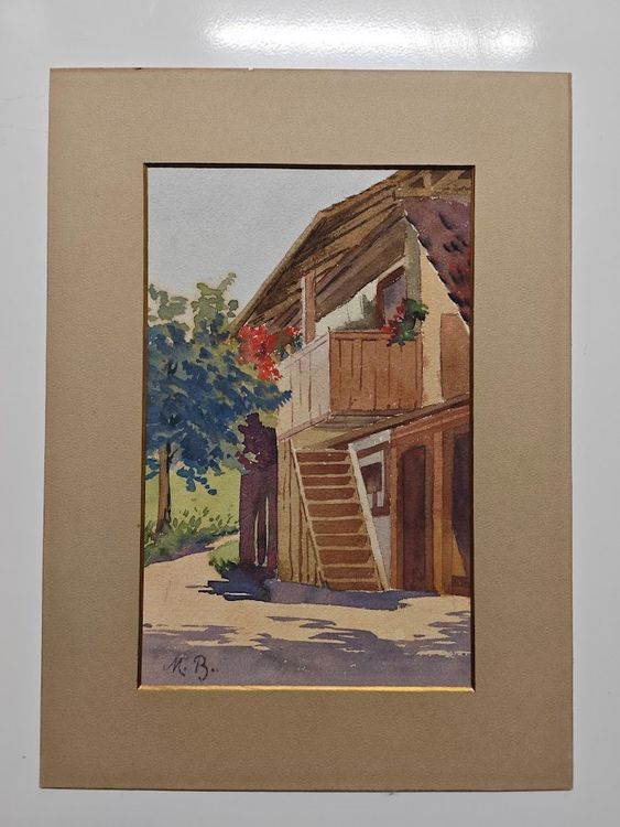 N9 Alte Gemälde Bauernhaus Aquarelle M.B. signiert | Kaufen auf Ricardo