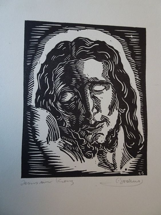 Charles Sodeur Luzern Holzschnitt Jesus a.Kreuz sign.u.Widm. (Gebraucht ...