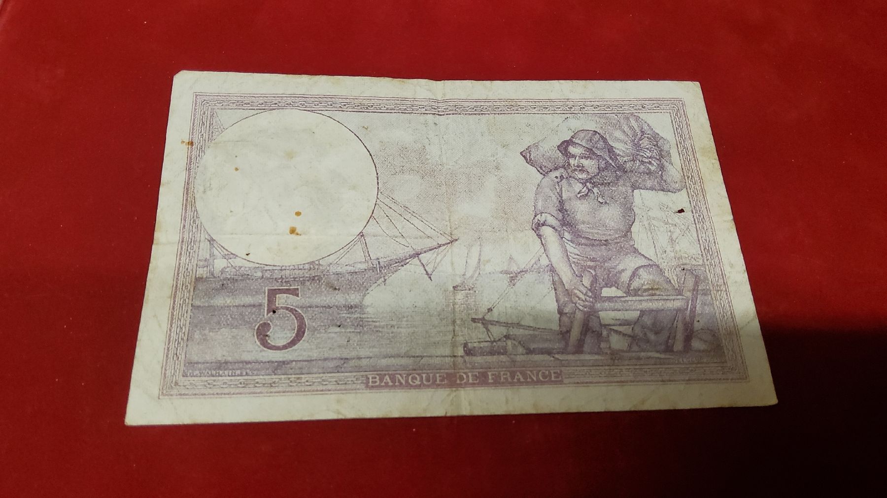 Frankreich 5 Francs Note, Jahr 1922, Seltenes Sammlerstueck (Gebraucht ...
