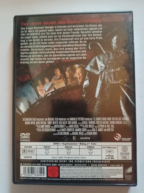 Ich werde immer wissen, was du letzten Sommer getan hast (Gebraucht) in ...