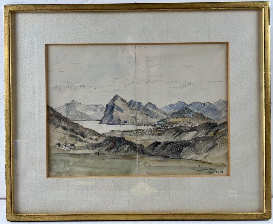 1924er Berglanschaft Aquarell / Zeichnung Handsigniert. (Gebraucht) in Neuhausen am Rheinfall ...