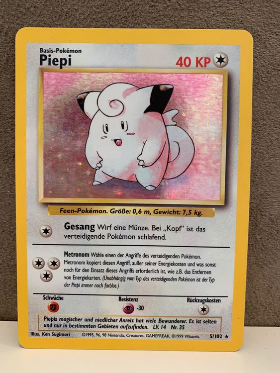 Pokemon Piepi HOLO RARE Base Set DE 5/102 | Kaufen auf Ricardo