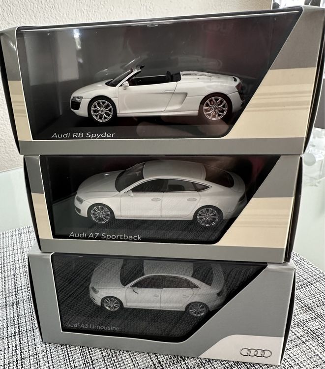 Audi Werksmodelle in Weiss 1:43, R8, A7, A3 Limousine (Gebraucht) in ...