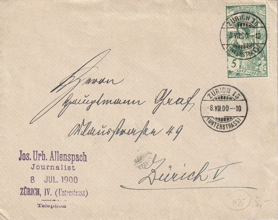 5 Rp UPU Vollstempel auf Bedarfsbrief (Gebraucht) in Turgi für CHF 6 – mit Lieferung auf Ricardo ...