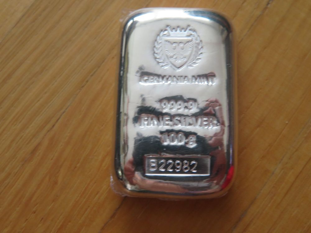 Germania Mint in Folie und Schachtel OVP Silberbarren 100 g. (Neu und originalverpackt) in ...