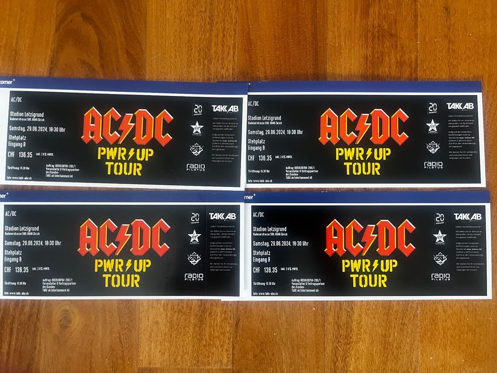 Ac/dc Zürich Stehplatz Tickets (Neu und originalverpackt) in Arlesheim ...