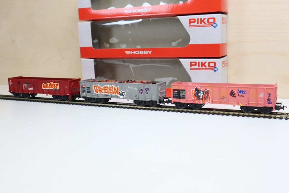 PIKO 3 x SBB Hochbordwagen "Graffiti" 58716 / 57760 | Kaufen auf Ricardo