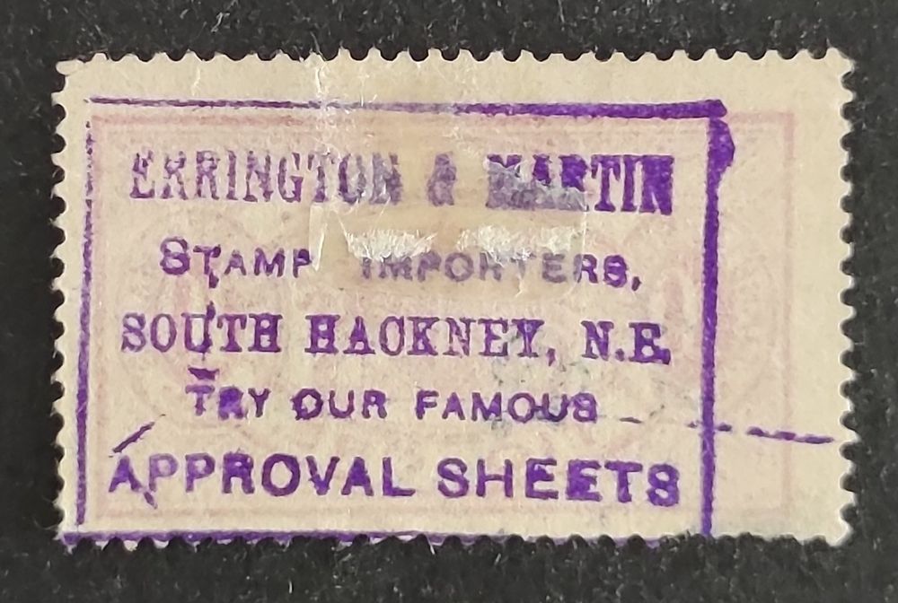 Rückstempel - GB Briefmarkenhändlers „Errington und Martin“ (Gebraucht ...