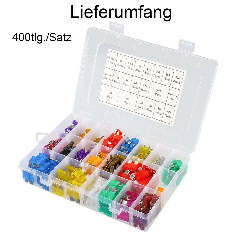 400tlg. Sicherung Set 12V Normalgrösse und Mini 2A bis 40A | Kaufen auf ...