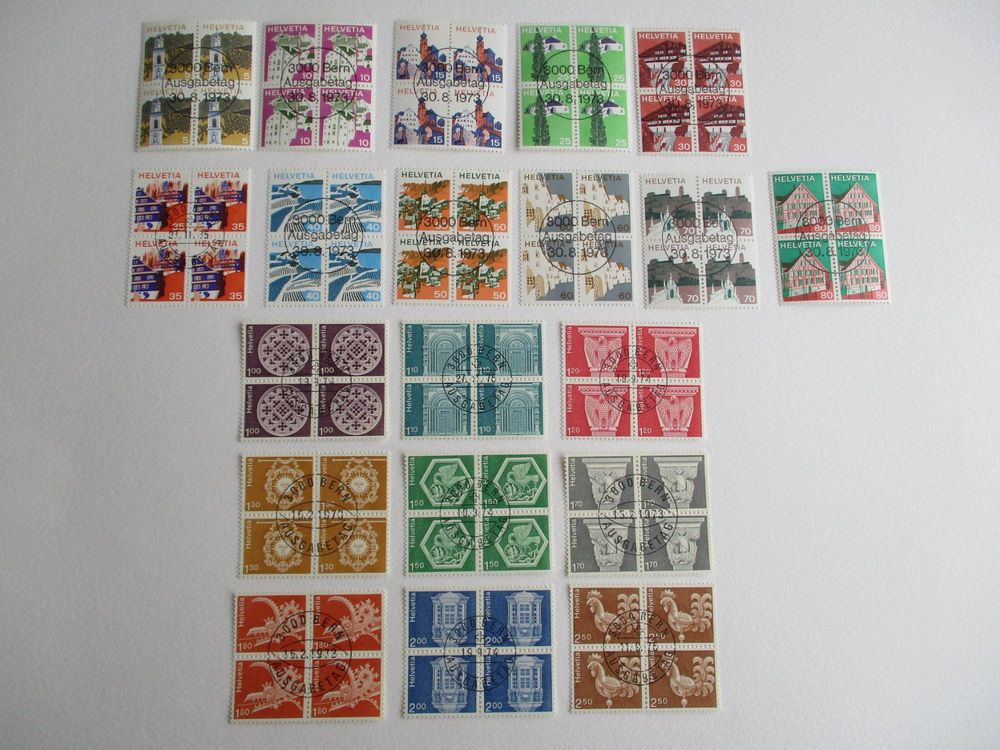 Viererblöcke Landschaftsbilder mit Gummi 1973 - 1975 gest (Gebraucht) in Langnau b. Reiden für ...