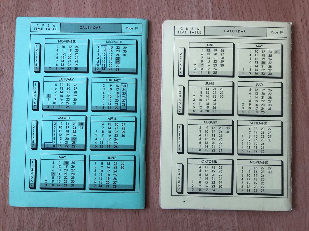 Swissair Crew Timetable x 2 1970,s (Gebraucht) in Zürich für CHF 12 ...
