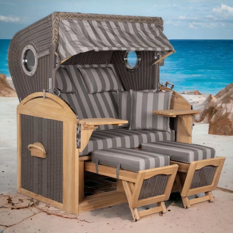 2.5er Teak Strandkorb Sylt - ca. 142cm - Premium Ausführung | Kaufen ...