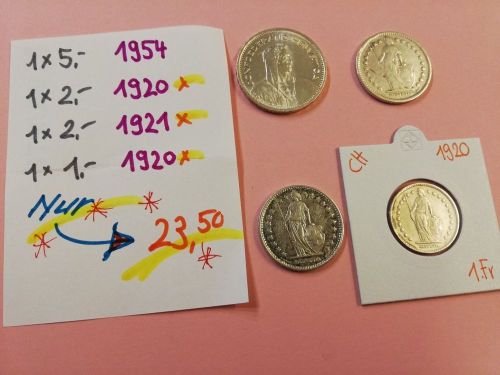 Schweizer Silbermünzen 5Fr/2Fr/1Fr (Gebraucht) in Engi für CHF 23 – mit Lieferung auf Ricardo kaufen