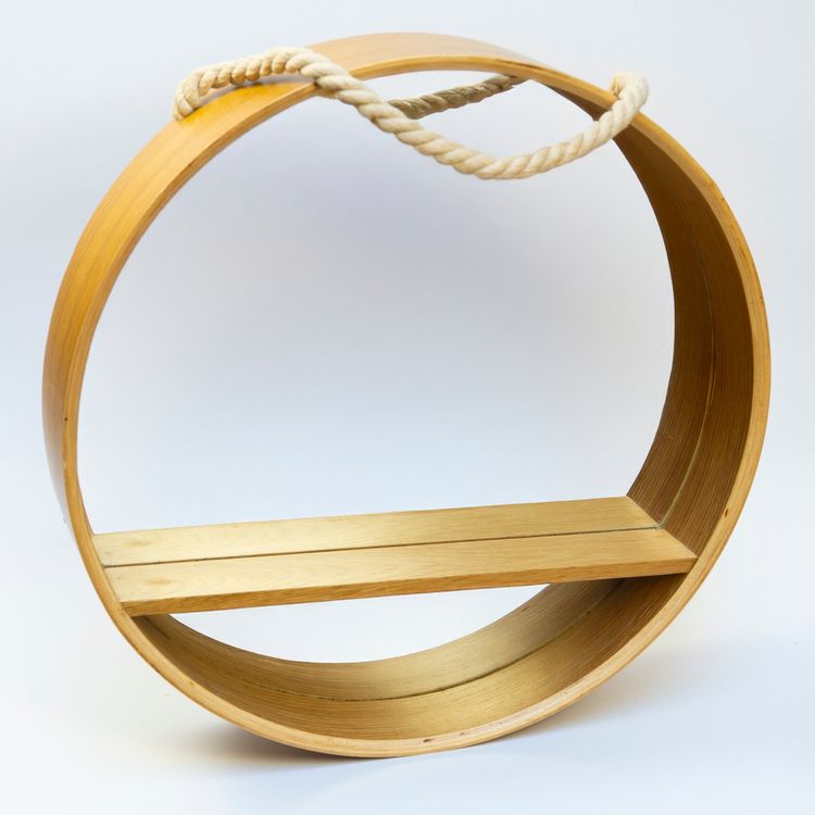 Runde Wandregal aus Holz mit Seil – Boho / Vintage Sti | Kaufen auf Ricardo