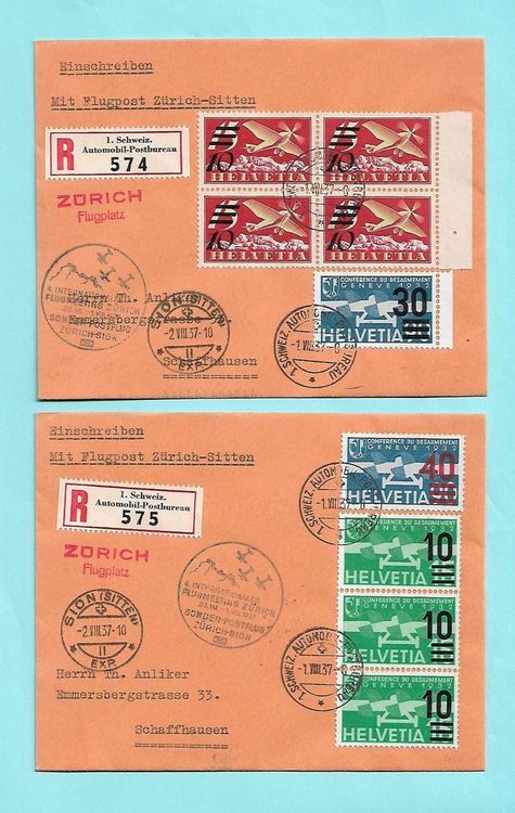 2 Flugpost Briefe Zürich-Sitten 1937 | Kaufen auf Ricardo