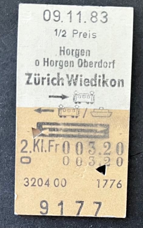 Horgen o Horgen Oberdorf Zürich Wiedikon/ Billett 1983 | Kaufen auf Ricardo