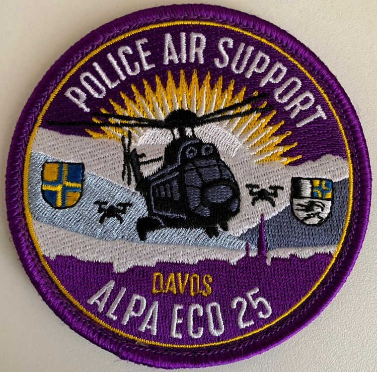 POLICE AIR SUPPORT ALPA ECO 25 DAVOS mit Klett Stoff. (Neu (gemäss ...