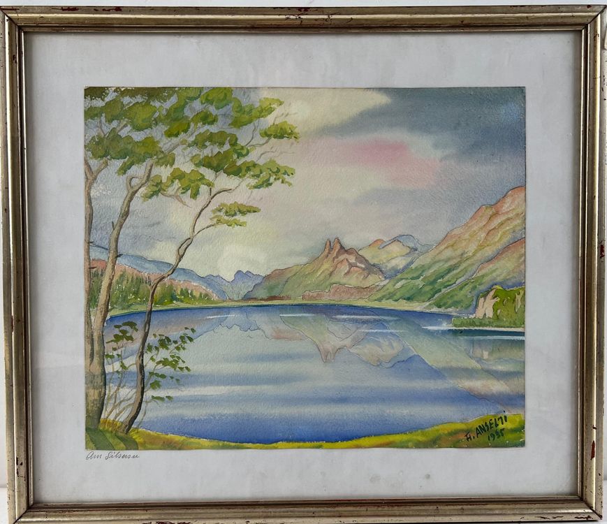 Aquarell Am Bergsee, gerahmt, 1935 (Gebraucht) in Neuhausen am Rheinfall für CHF 10 – mit ...