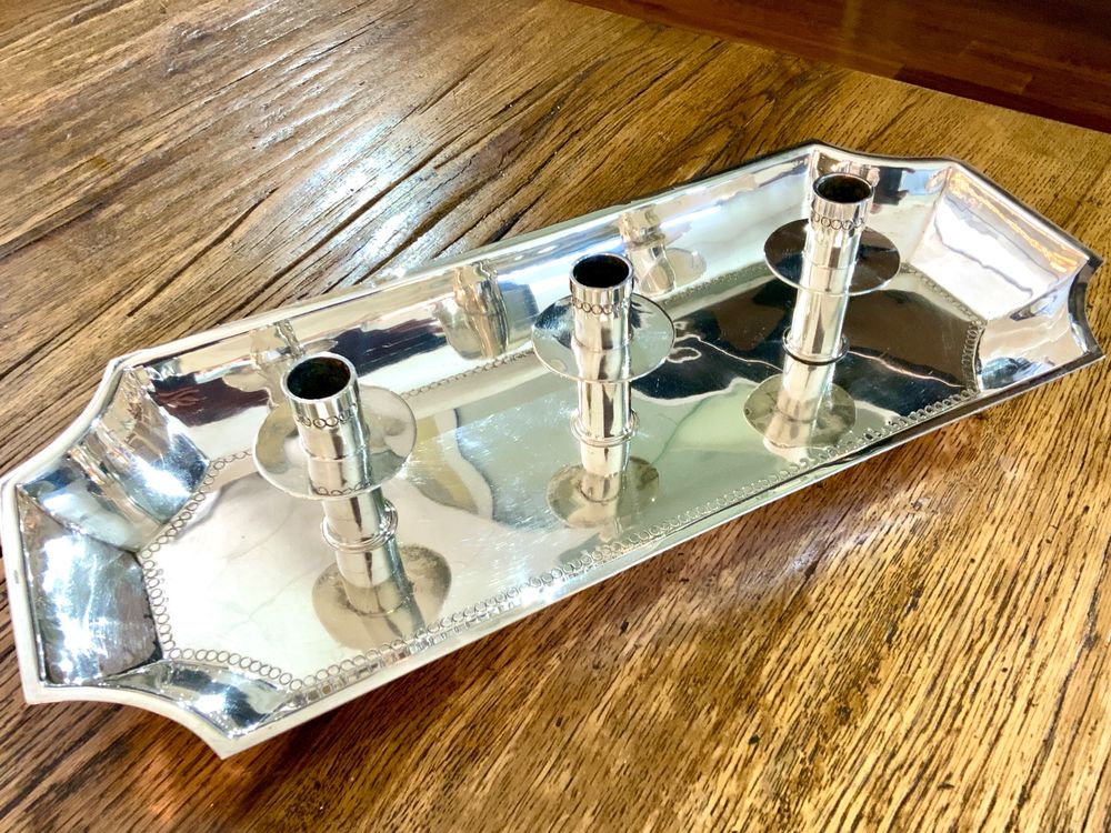 VINTAGE XL SCHALE MIT KERZENHALTER VERSILBERT ALMAZAN SPANIE | Kaufen auf Ricardo