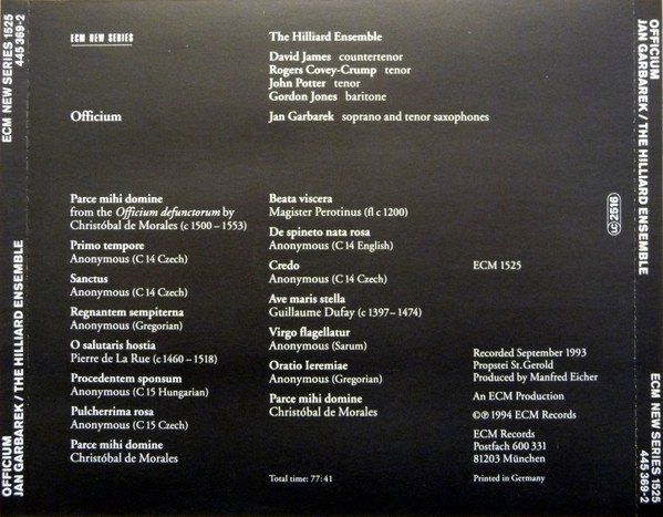 Jan Garbarek with the Hilliard Ensemble - Officium [ECM] | Kaufen auf Ricardo