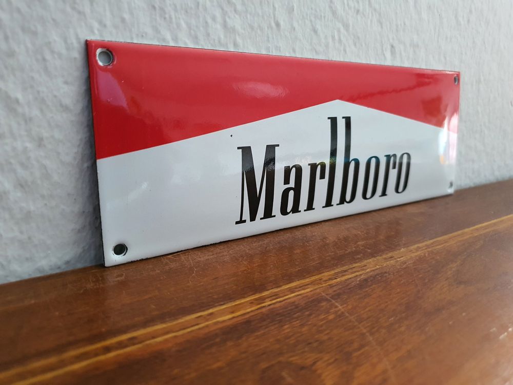 Emailschild Marlboro Rot Logo Emaille Schild Reklame Retro (Neu (gemäss ...