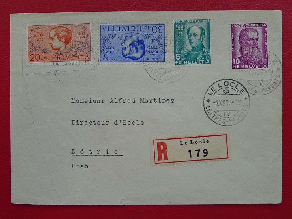 1937 PJ-FDC, LE LOCLE mit Destination ALGERIEN - Kat: 400.-+ (Gebraucht ...