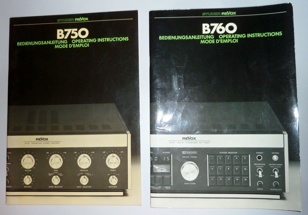 Revox Anleitungen B750+B760 (Gebraucht) in Siebnen für CHF 24 – mit ...