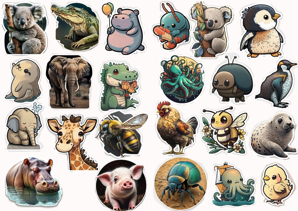 20 Tier Aufkleber Sticker Set Vinyl Premium Qualität (Neu (gemäss ...