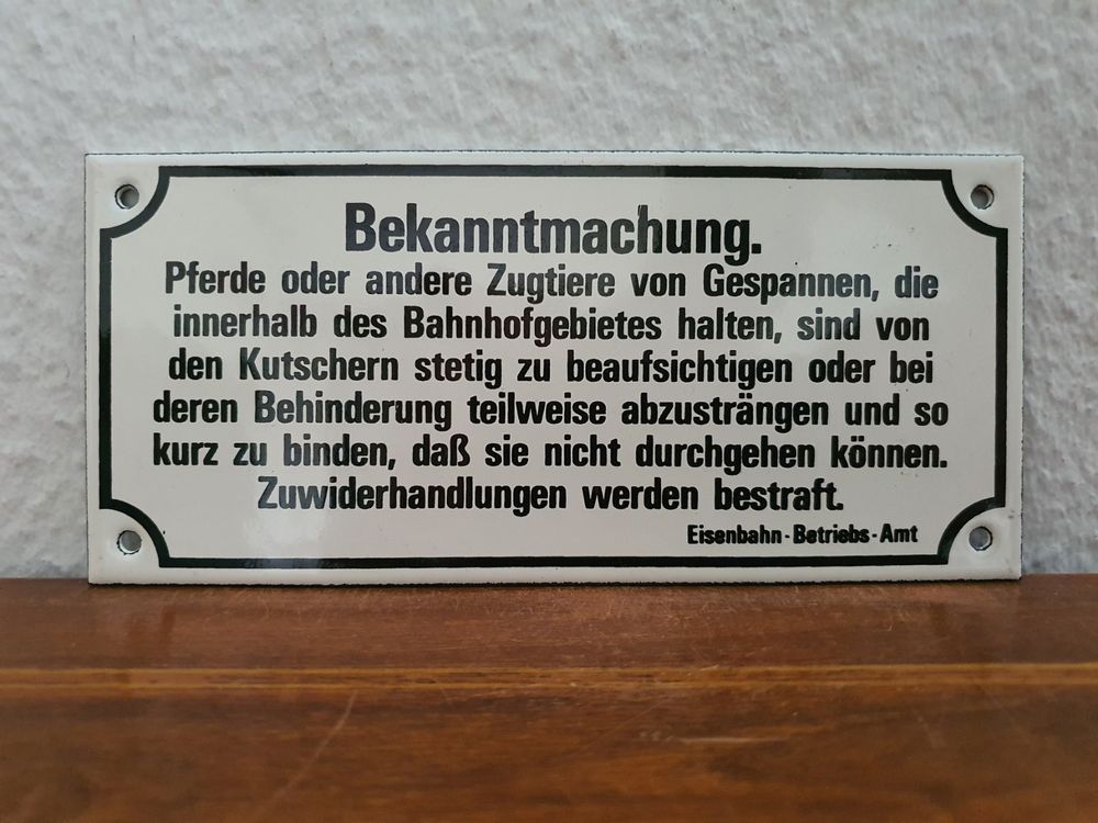Emailschild Vorsicht Pferde Bahn Zug Tram Emaille Schild | Kaufen auf Ricardo