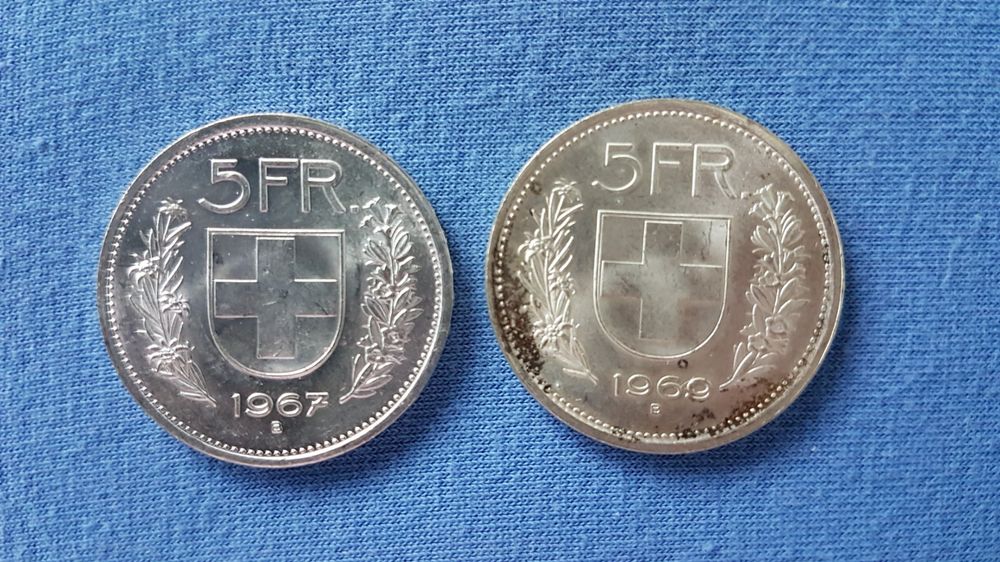 2 x 5 Franken Silbermünzen 60ger Jahre ab nur 1 Franken!! (Gebraucht) in Camignolo für CHF 16 ...