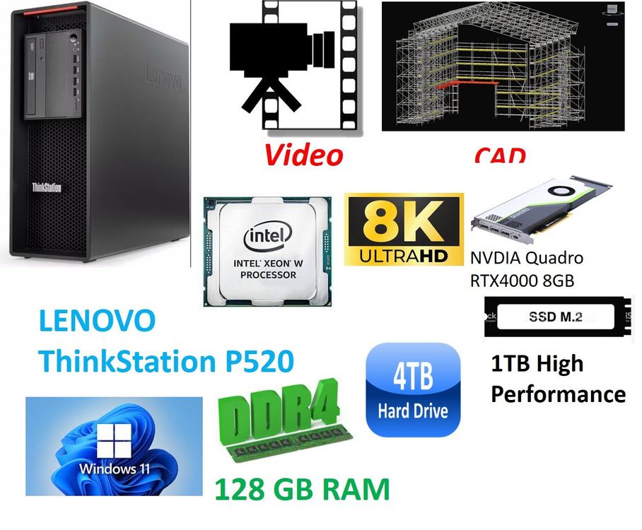 Lenovo P520 Thinkstation PC 128GB RAM CAD RTX 4000 8GB GDDR6 (Gebraucht) in Meggen für CHF 1130 ...