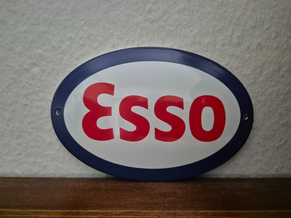 Emailschild Esso Tankstelle Tanksäule Garage Emaille Schild (Neu ...