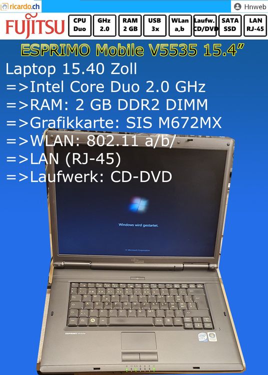 FUJITSU ESPRIMO Mobile V5535 | Kaufen auf Ricardo