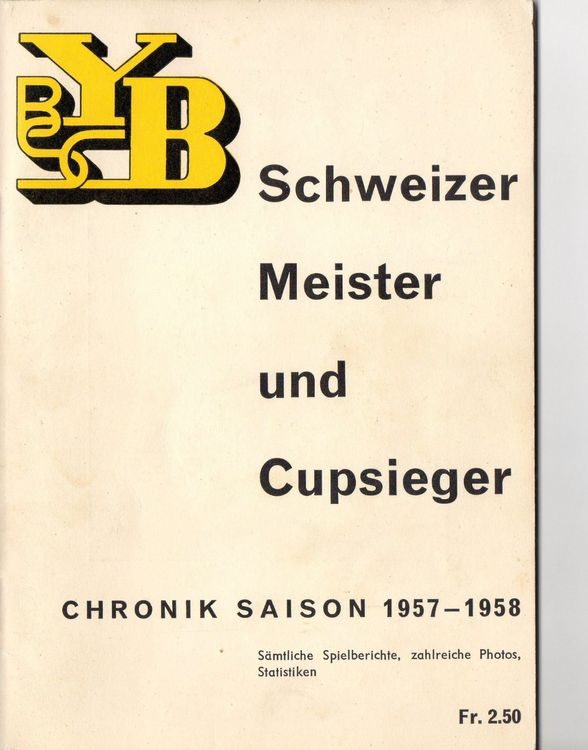BSC YOUNG BOYS YB BERN CHRONIK 1957-1958 | Kaufen auf Ricardo