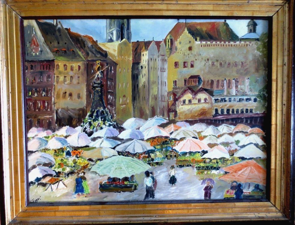 SCHÖNES BILD IN ACRYL GEMALT 'DER MARKT' | Kaufen auf Ricardo