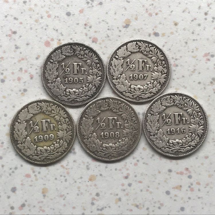 5 uralte 50 Rappen in Silber !!! | Kaufen auf Ricardo