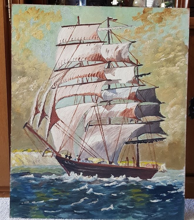 Original Oelbild Segel- Schiff im Meer | Kaufen auf Ricardo