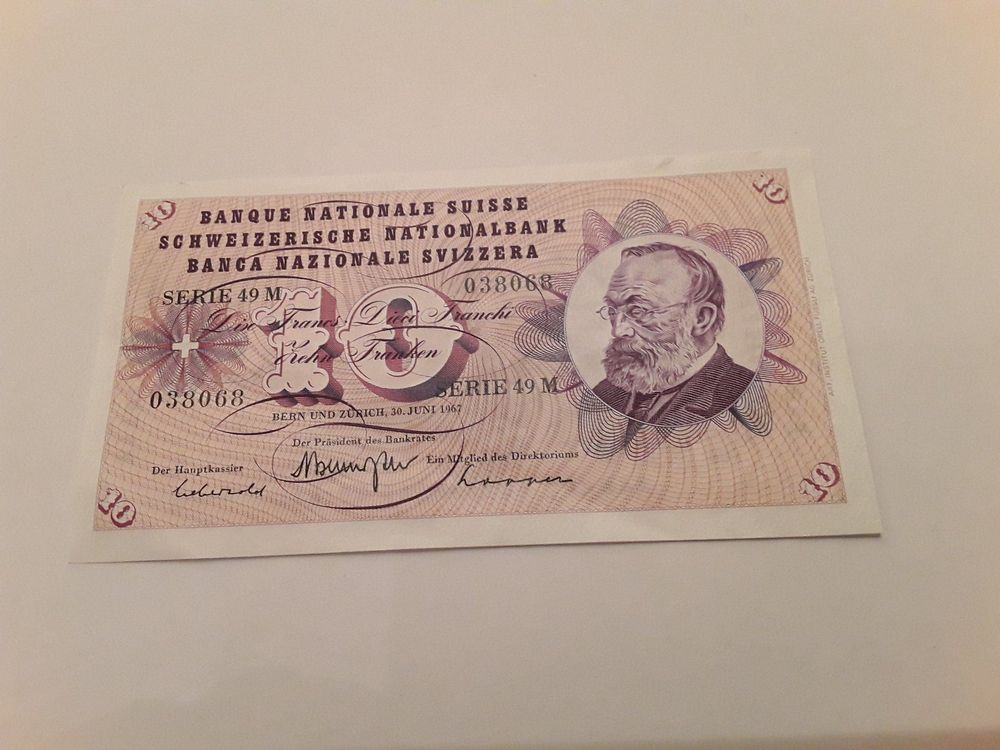 10er Note Schweiz 1967 neuwertig Top! | Kaufen auf Ricardo