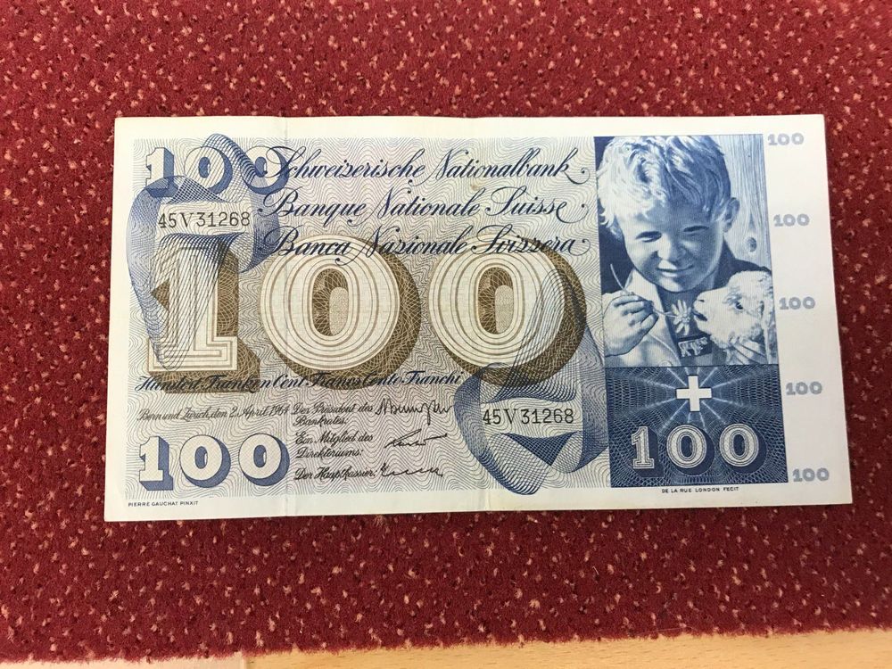 100 Franken Note 1964 wenig gebraucht | Kaufen auf Ricardo