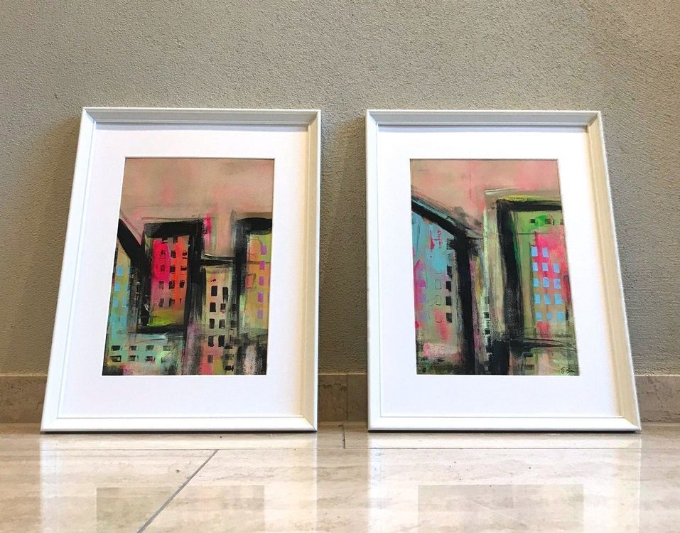 Uptown Funk Pop Art Kunst Acryl City Häuser Farben ORIGINAL | Acheter ...
