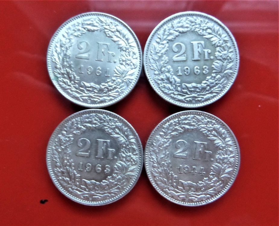 4 Stück CH-2 Fr SILBER Münzen vorz. | Kaufen auf Ricardo