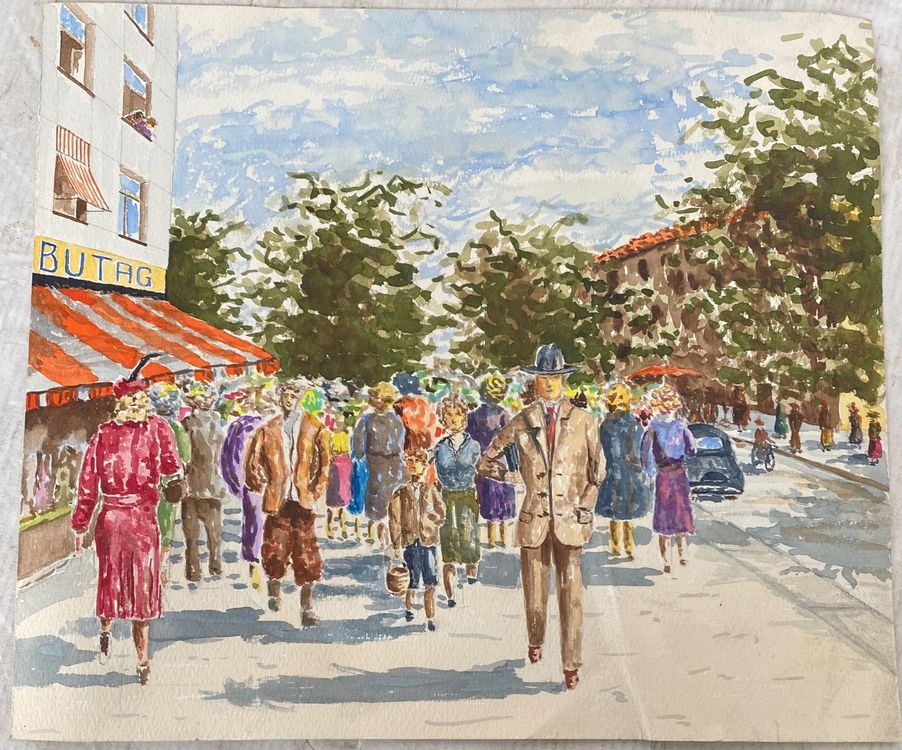 Strassenszene Aquarell | Kaufen auf Ricardo