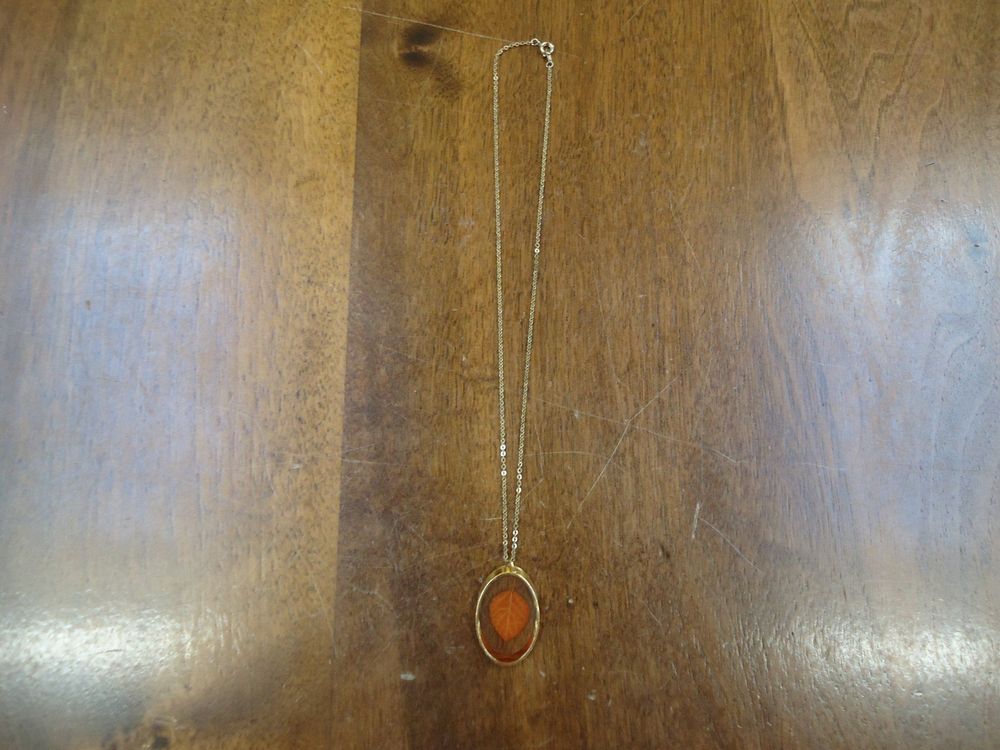 Pendentif avec feuille véritable+chaîne | Kaufen auf Ricardo